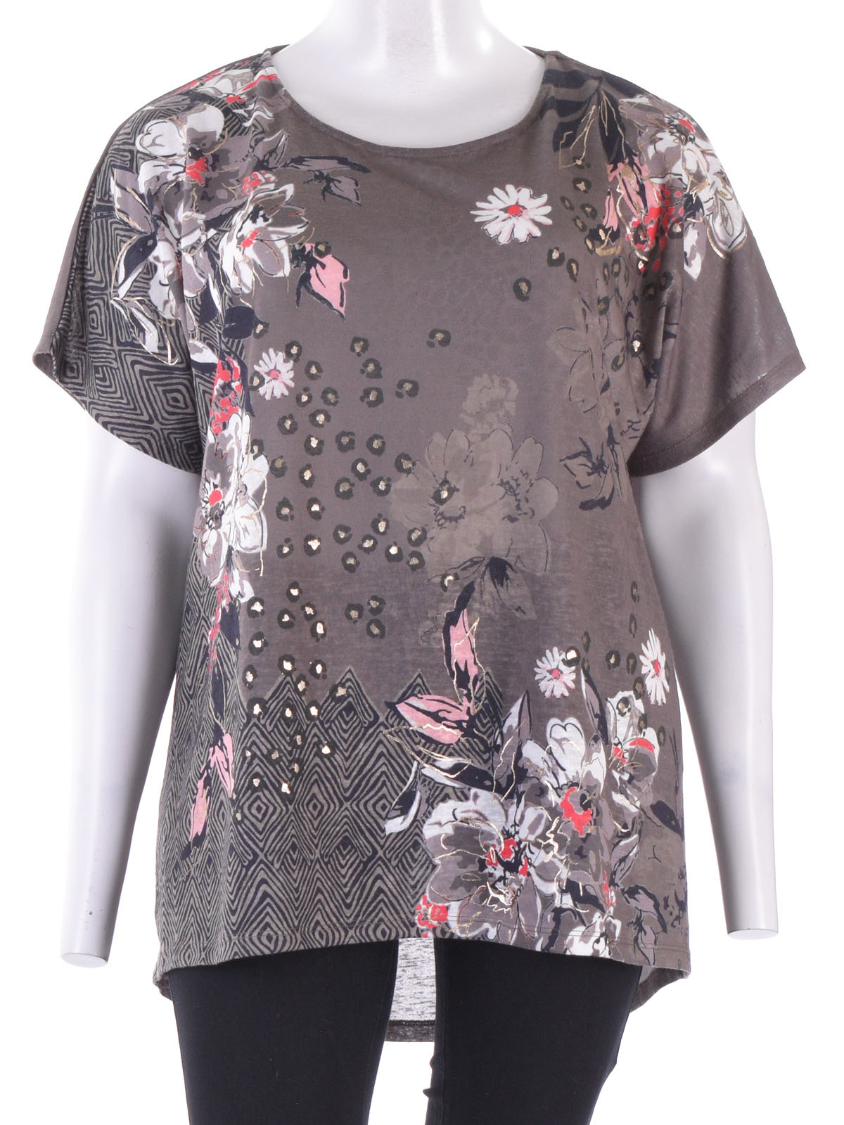 Bluze damă cu imprimeu floral și geometric, mărimi mari, 54 Alte mărci