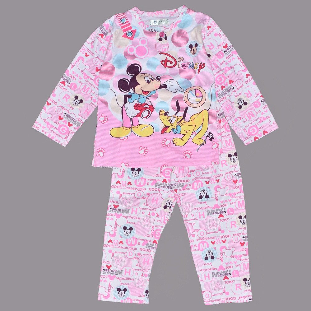 Pijama fete, mickey mouse, pluto, disney, cu buline, 128 (7-8 ani) Alte ...