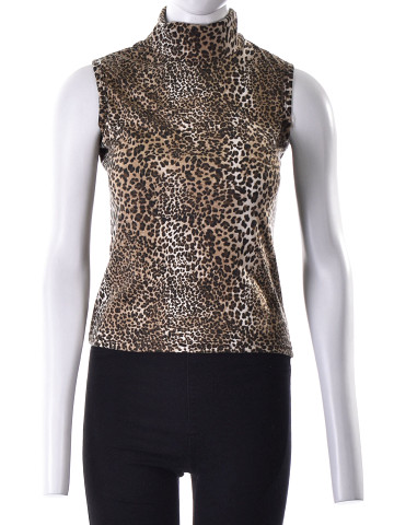 Top damă animal print, fără mâneci, guler înalt, XS Alte mărci