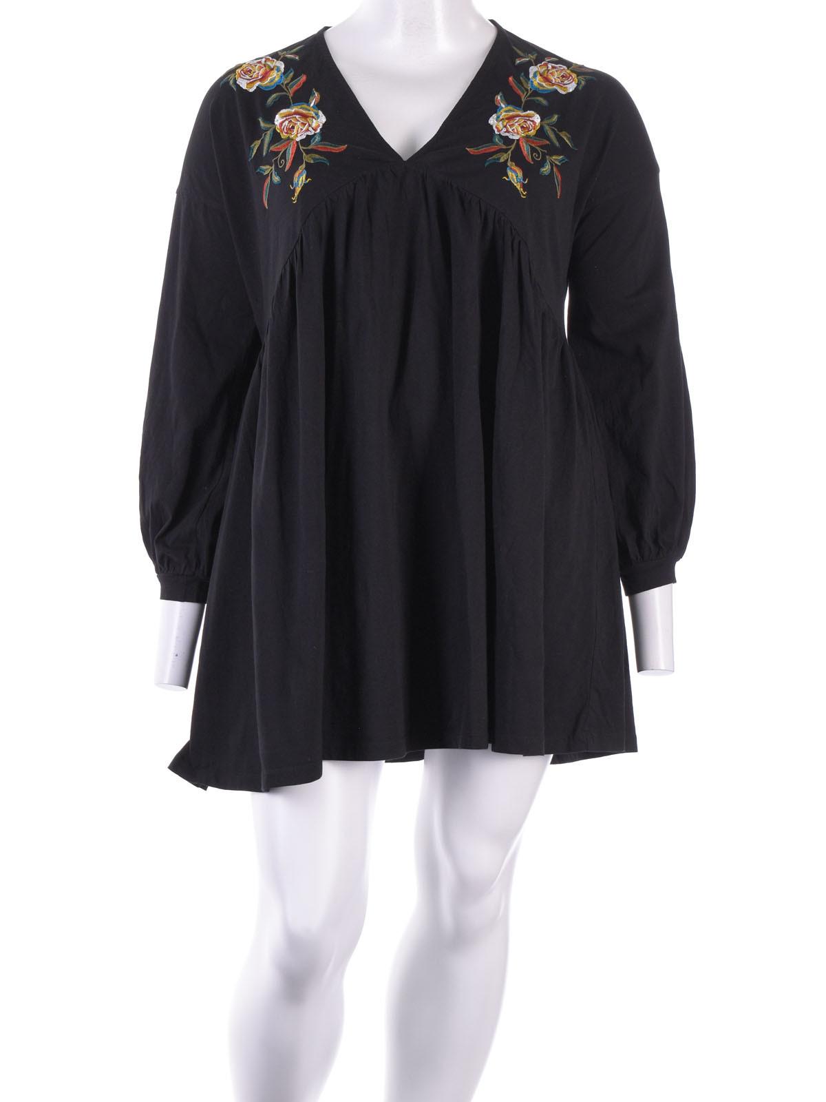 Rochie neagră cu broderie florală, 44 Asos