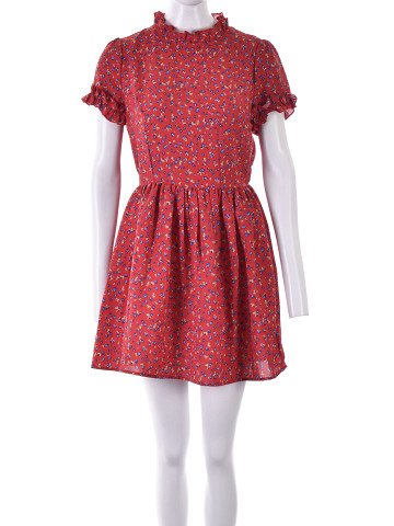 Rochie roșie florală cu volane, M, Haine pentru Femei AX Paris