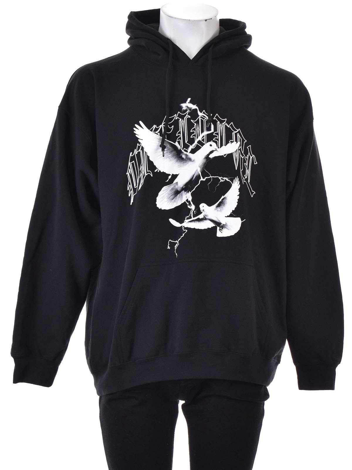 Hanorac cu glugă porumbei grafică alb-negru bărbați, M Boohoo