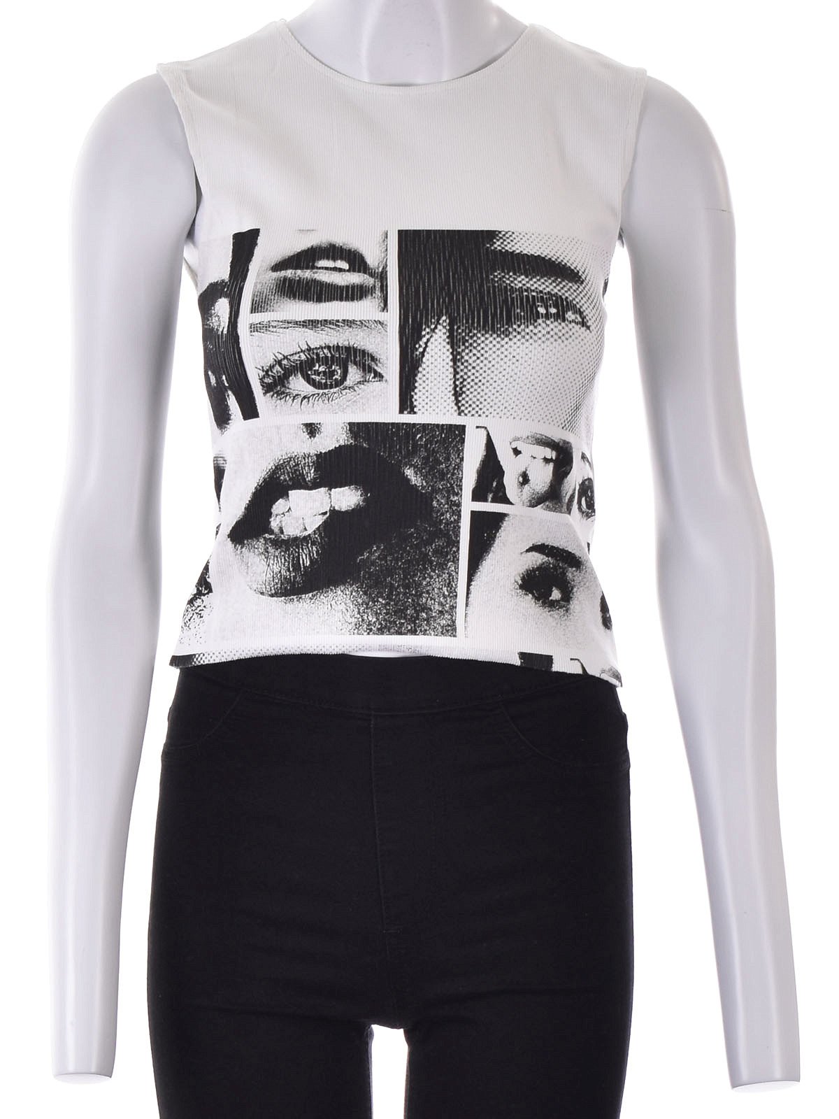 Top damă grafic colaj artistic, S C&A