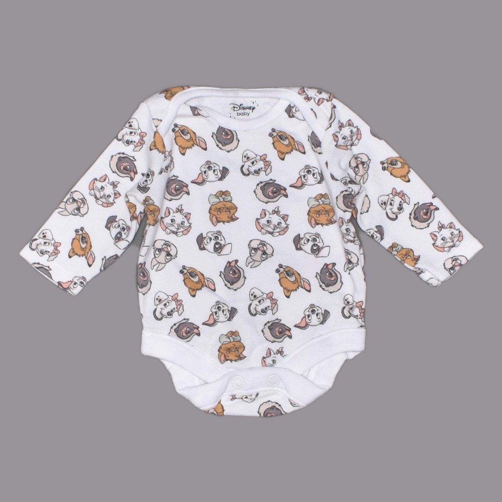 Body alb cu animale din desene animate cu mâneci lungi copii, 50 ...