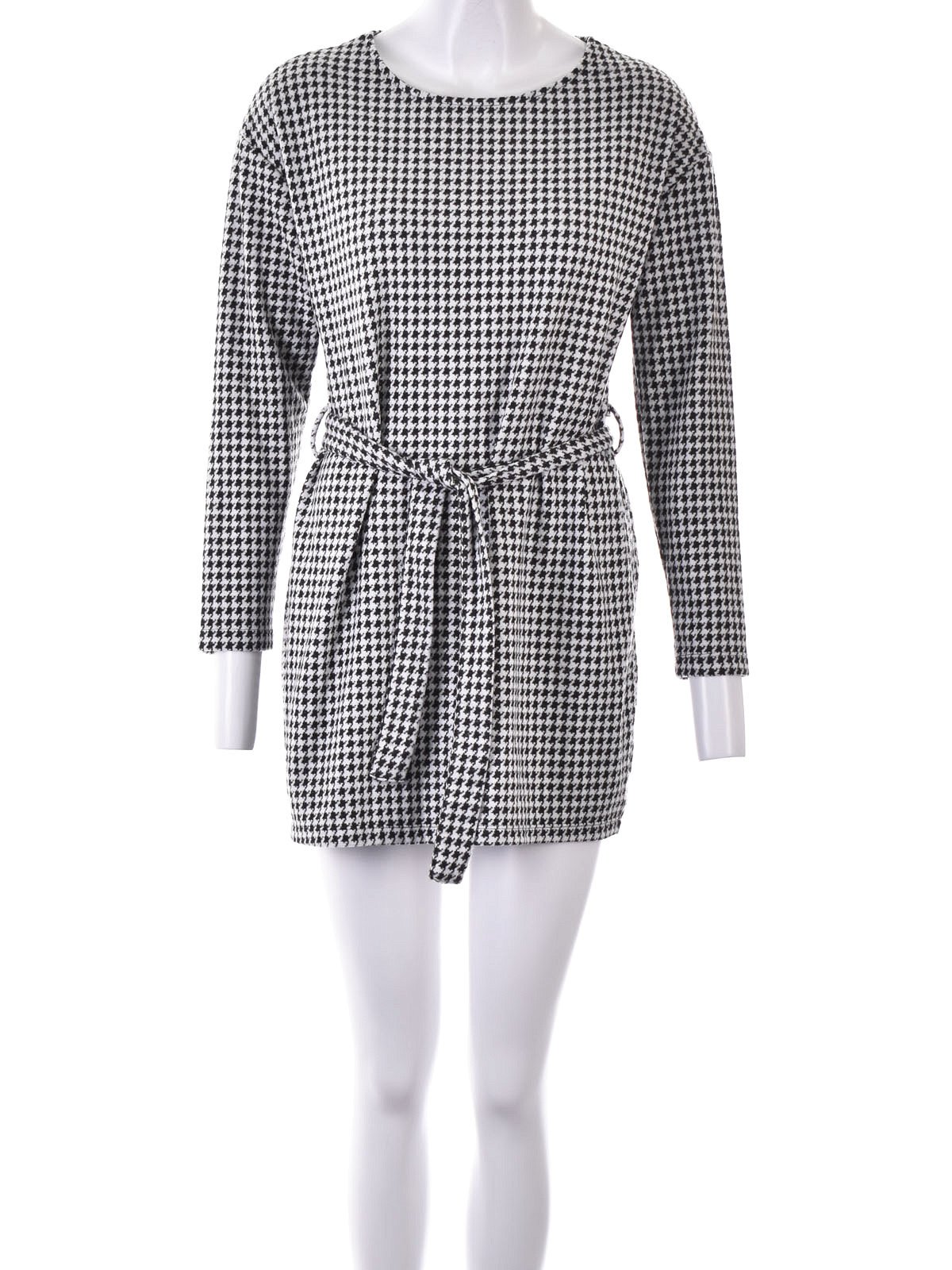 Rochie cu mâneci lungi damă, carouri pied-de-poule, 40 F&F