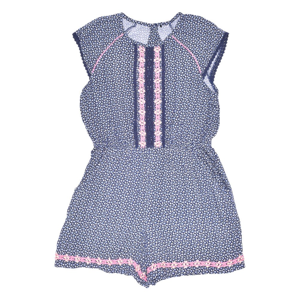 Salopetă de vară pentru fete cu flori mici și dantelă roz, 134 (8-9 ani ...