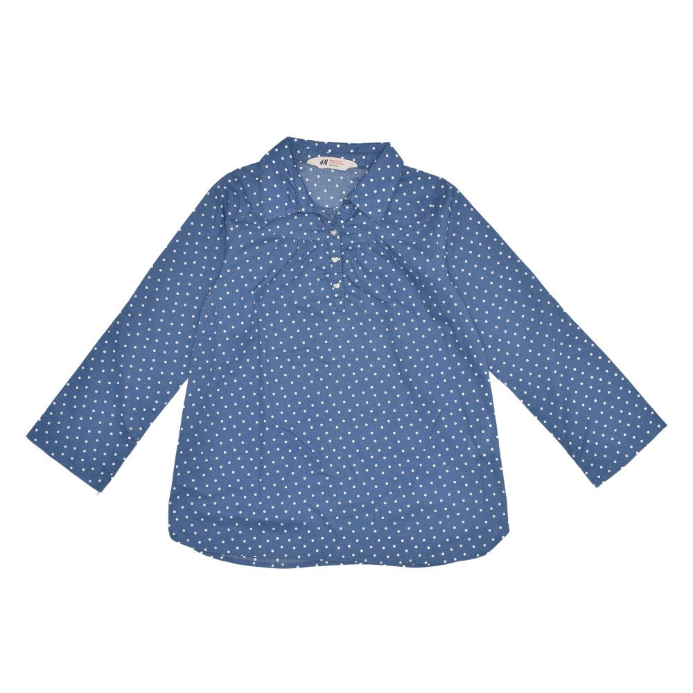 Bluză cu mâneci lungi pentru fete cu buline albe, 128 (7-8 ani) H&M