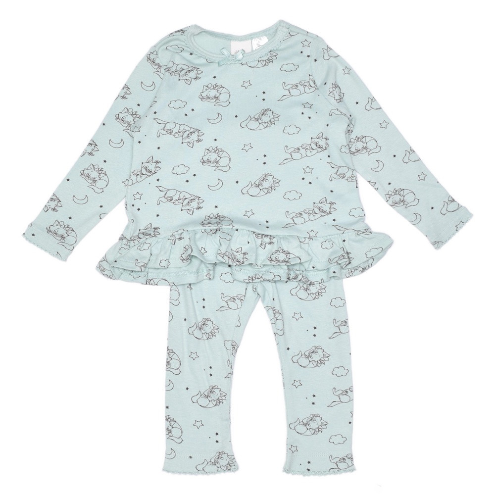 Pijama copii cu imprimeu pisici și stele, 68 (3-6 luni) H&M