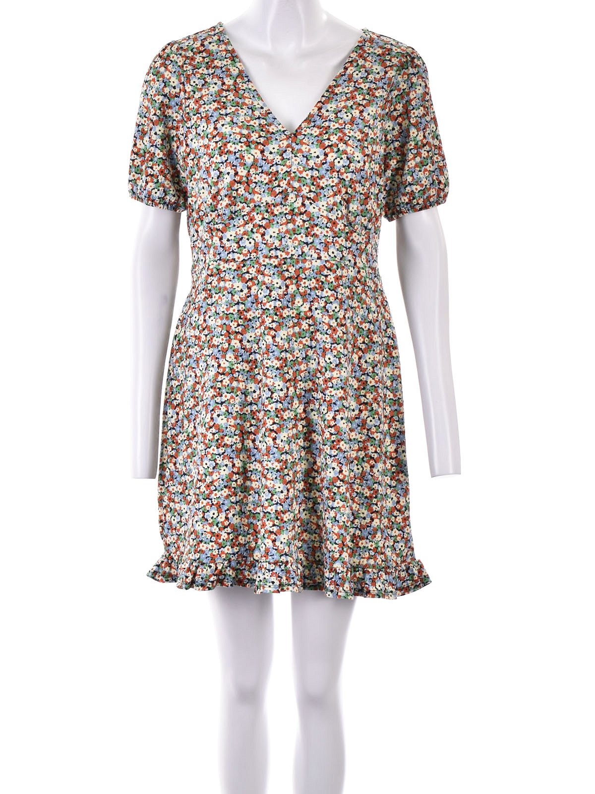 Rochie cu mâneci scurte damă cu imprimeu floral și volănașe, 40 M&Co