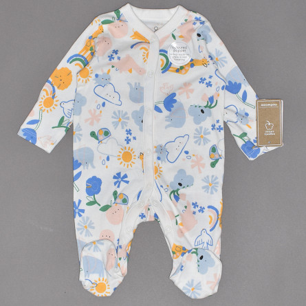 Salopetă cu nori, soare, flori, curcubeu, animale, 56 (nou născut ...