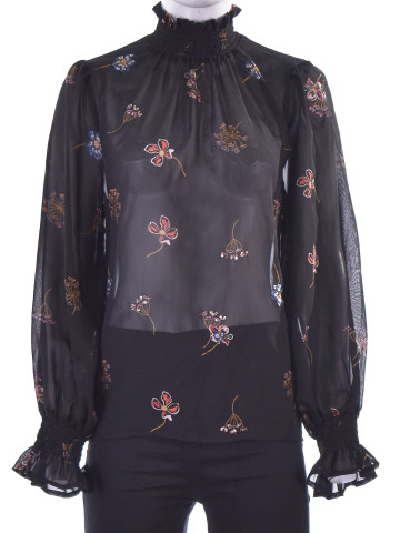 Bluză elegantă florală, translucidă, cu volane, 40, Haine pentru Femei ...