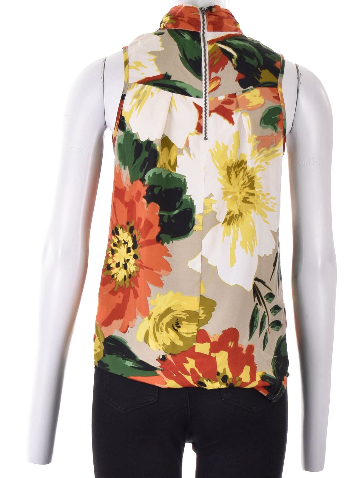 Top damă floral fără mâneci guler înalt, 34 Next