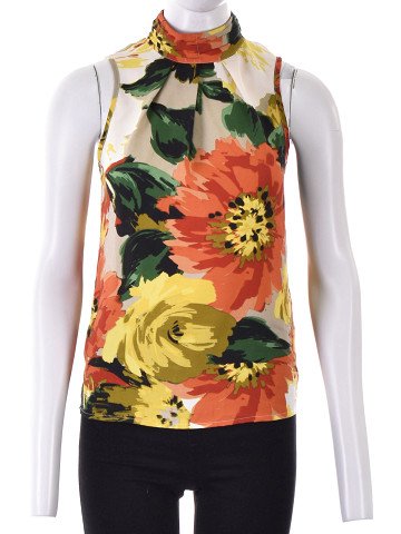 Top damă floral fără mâneci guler înalt, 34 Next