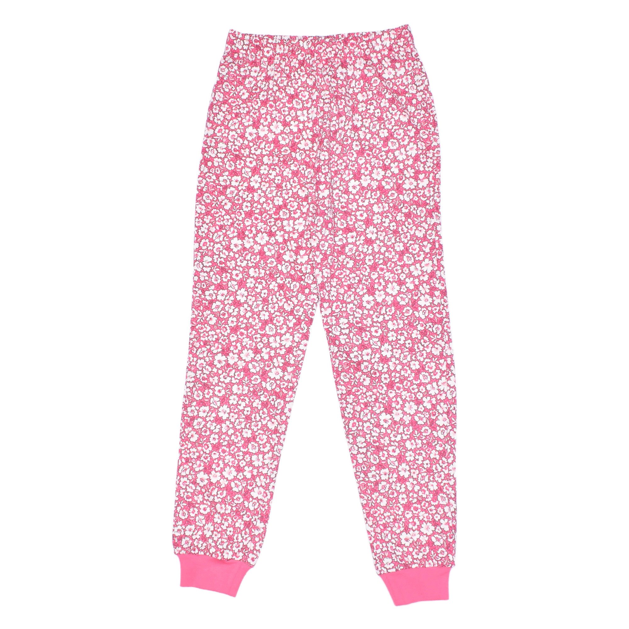 Pantaloni pijama fete cu imprimeu floral și elastic la gleznă, 116 (5-6 ...