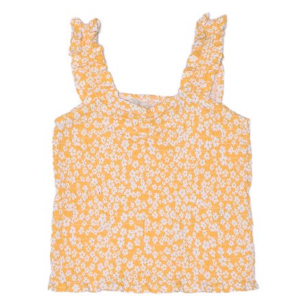 Top fete galben cu imprimeu floral și volane, 140 (9-10 ani) Peacocks