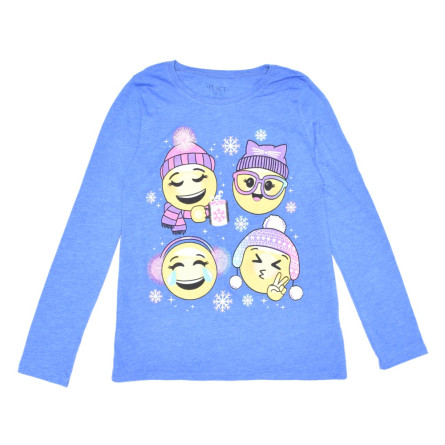 Bluze fete cu emoji și fulgi de nea, 128 (7-8 ani) Place