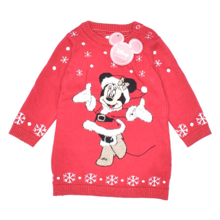 Rochie tricotată copii cu Minnie Mouse și fulgi de zăpadă, 74 (6-9 luni ...