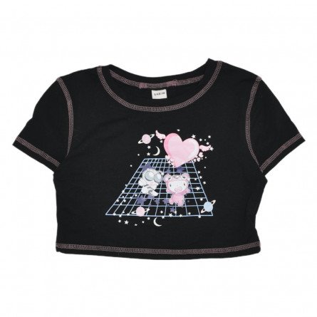 Tricou scurt copii cu desen animat și inimă roz, 134 (8-9 ani) Shein