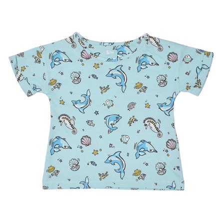 Tricou delfini, cal de mare, scoici, turcoaz fete, 116 (5-6 ani) SoulCal&Co