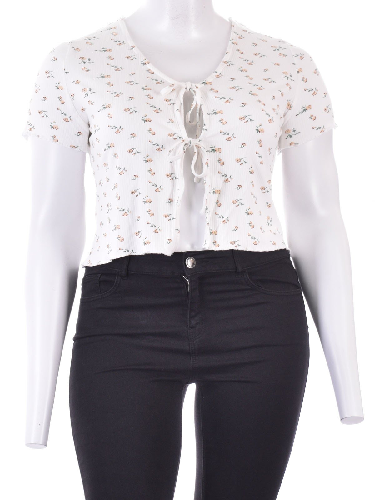 Bolero alb cu imprimeu floral, XL TU