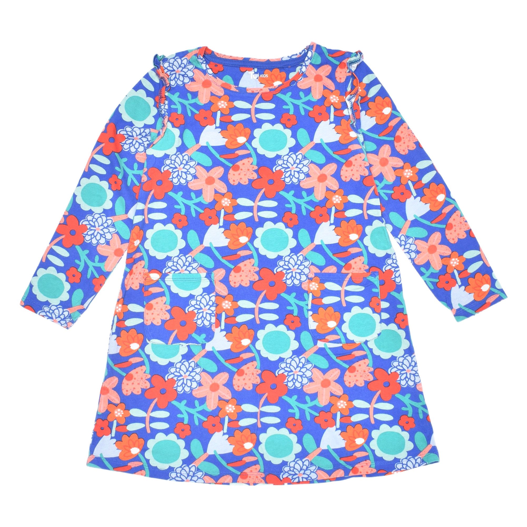 Rochie din bumbac fete cu imprimeu floral și buzunare, 116 (5-6 ani) TU