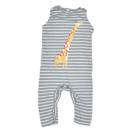 Salopetă de vară copii cu dungi și imprimeu girafă, 68 (3-6 luni) TU